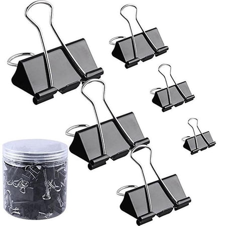 120 Pieces Binder Clips Paper Clamp Clips Assorted Sizes (black ...