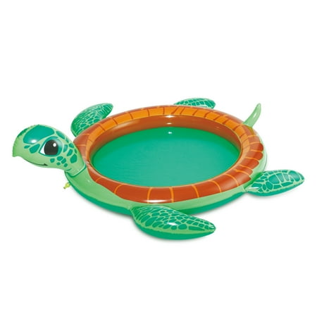 Summer Waves 73.5x78x22 Inch Inflatable Turtle Baby Pool with Water ...