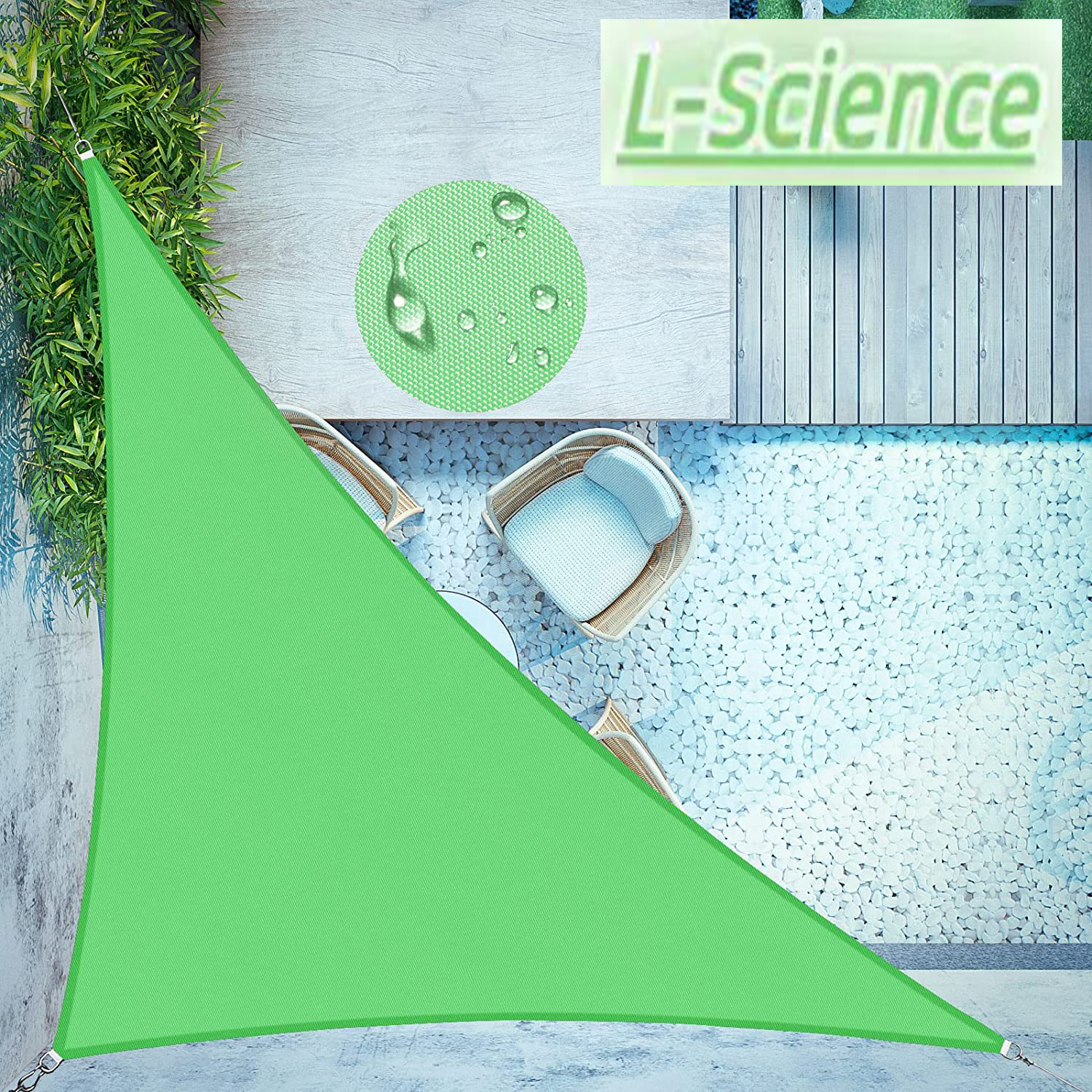 Triangle Green Sun Shade Sail Canopy UV Resistant for Outdoor Patio ...