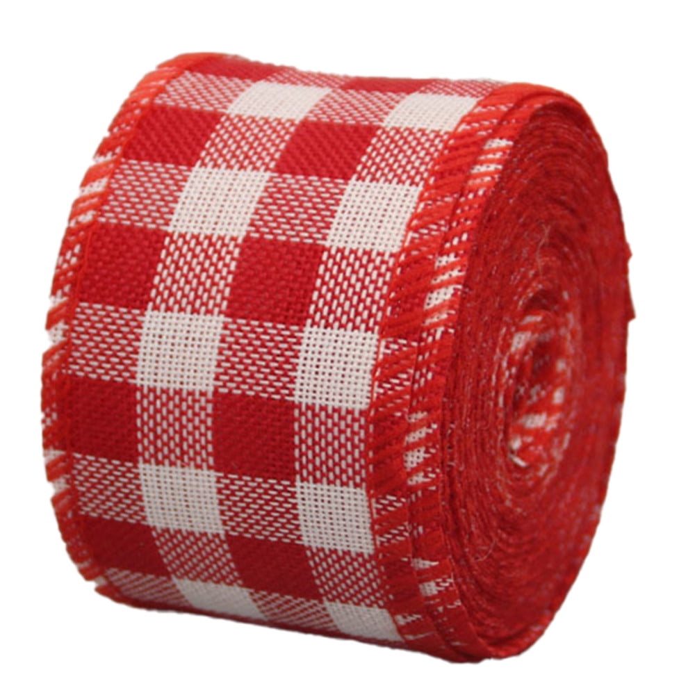 Checkered Wired Edge Ribbons 6m British Style Plaid Gingham Roll DIY ...