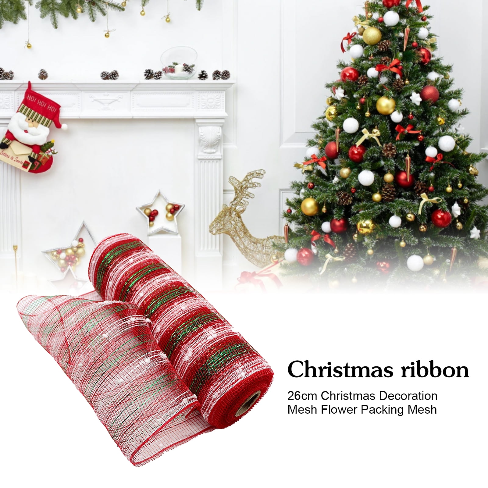 Cheers 1 Roll Mesh Ribbon Eye-caatching High Toughness Fabric DIY Xmas ...