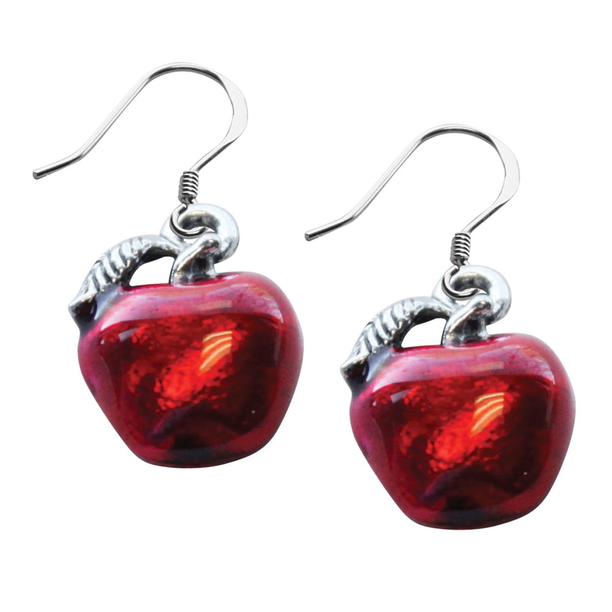 Whimsical Earrings Red Apple Charm Earrings in Silver - Walmart.com
