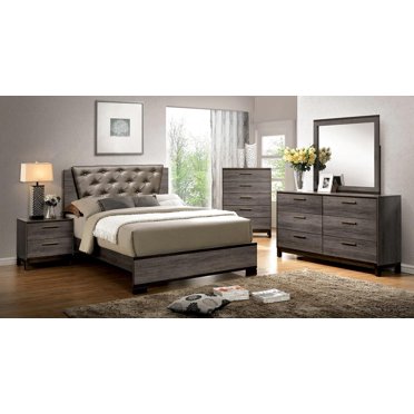Antique Warm Gray Solid Wood CAL Bedroom Set 5pcs FOA CM7181 Lasthenia ...