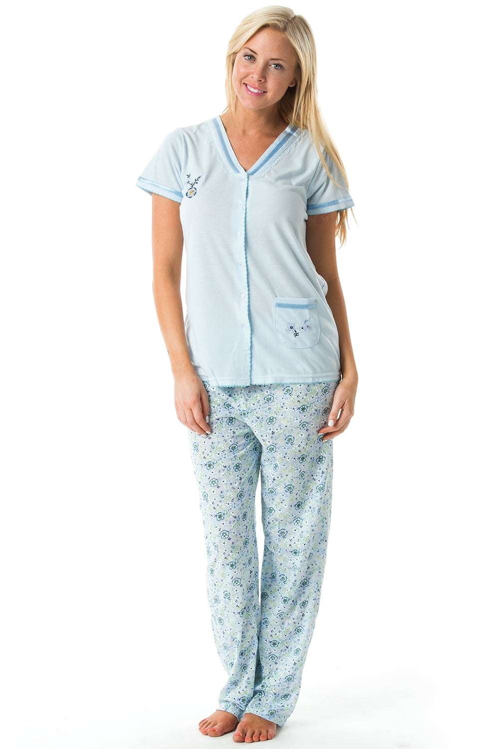 Casual Nights Women's Rayon Printed Short Sleeve Capri Pajama Set ...