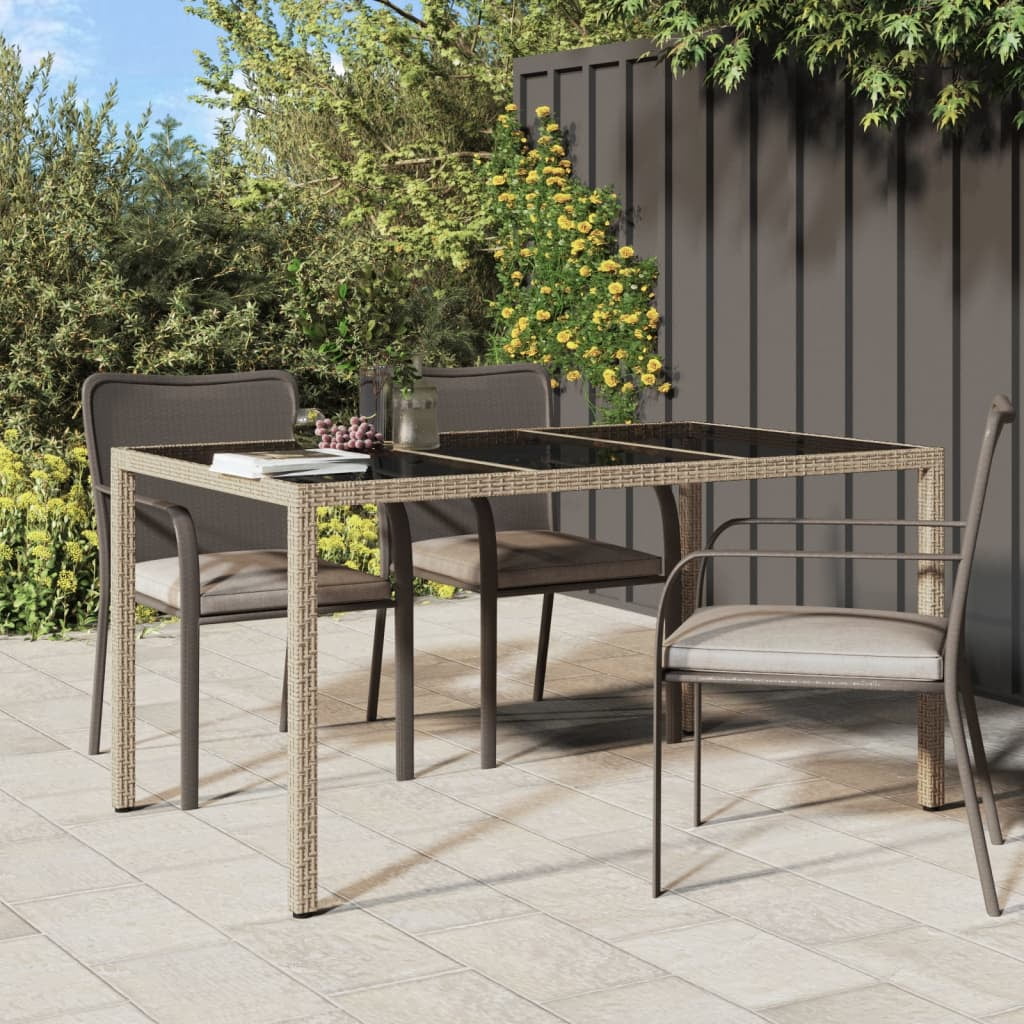 Carevas Patio Table 59.1"x35.4"x29.5" Tempered Glass and Poly Rattan ...