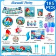 Little Mermaid Birthday Party Supplies Kit, 185pcs Theme Decorations ...