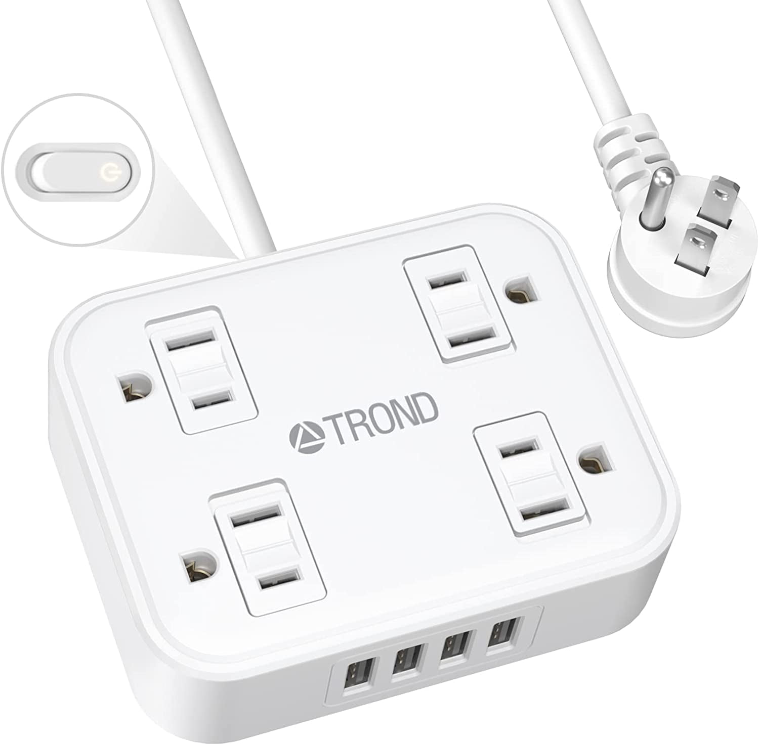 TROND Power Strip with USB, 5ft Extension Cord for 4 USB and 4 Child ...