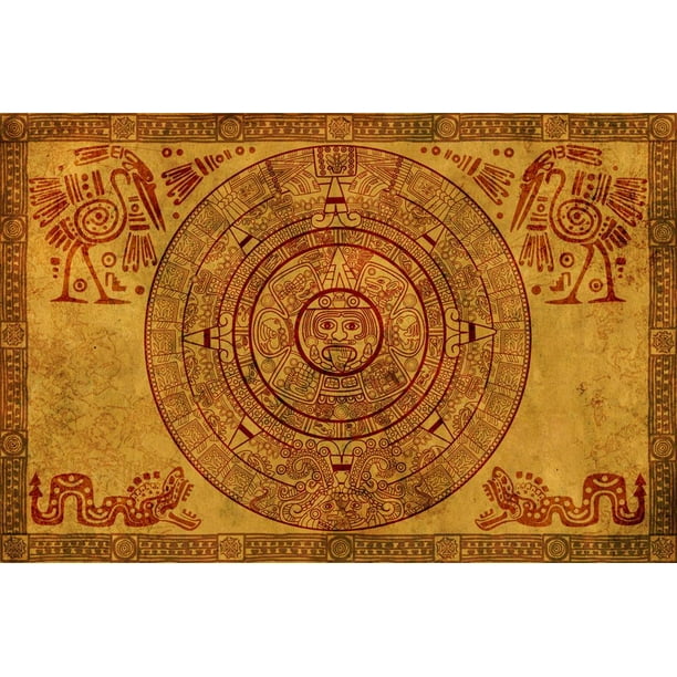 Maya Calendar On Ancient Parchment, Unframed Premium Giclee Print Wall ...