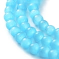 Cat Eye Beads Strands Round Deep Sky Blue 4mm Hole: 0.7mm about 100 ...