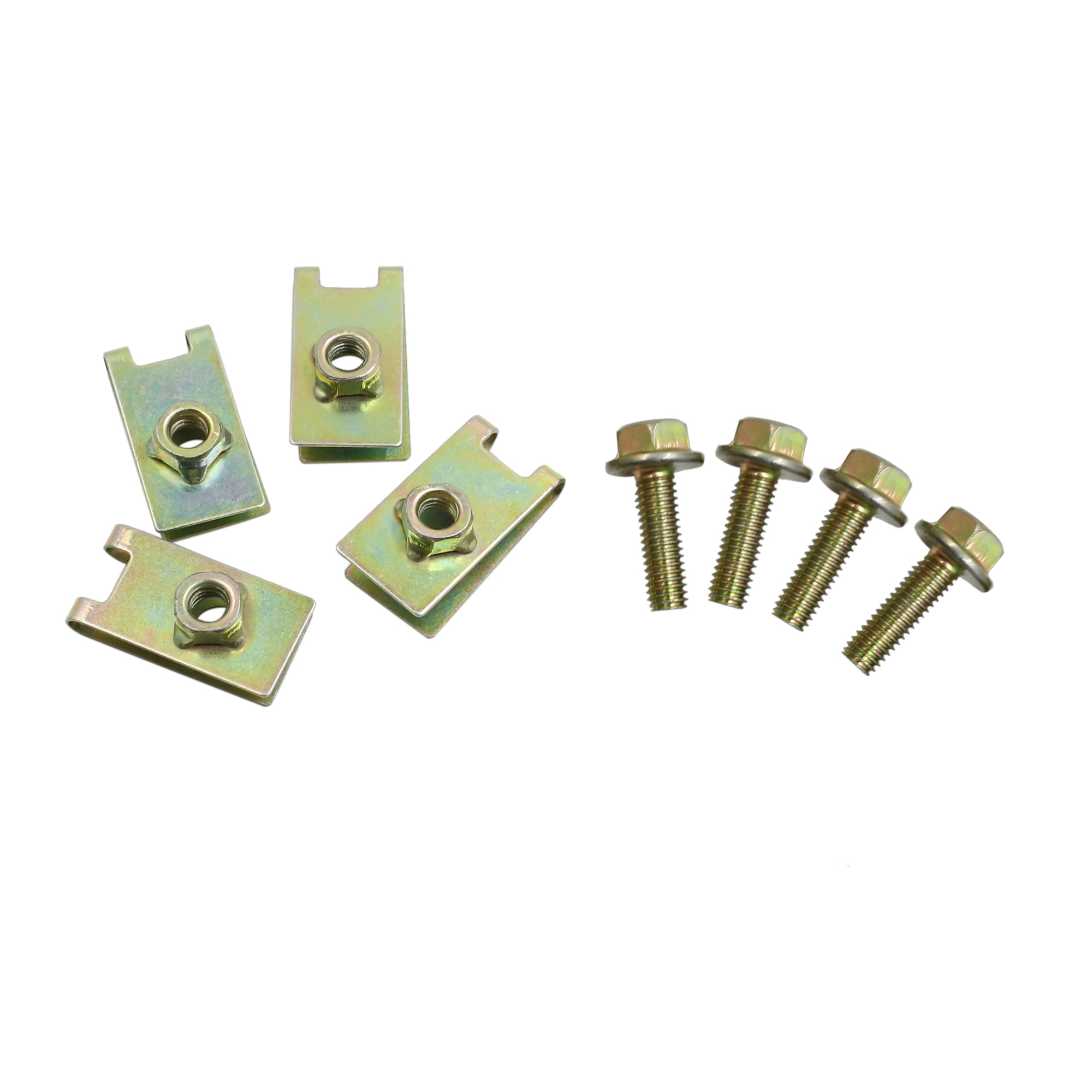 4pcs Metal U Type Clip With Screws Car Fender Trim Panel Nuts Fastener