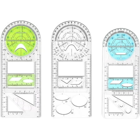 3 Pcs Multifunctional Geometric Rulers, Plastic Mathematics Drawing ...
