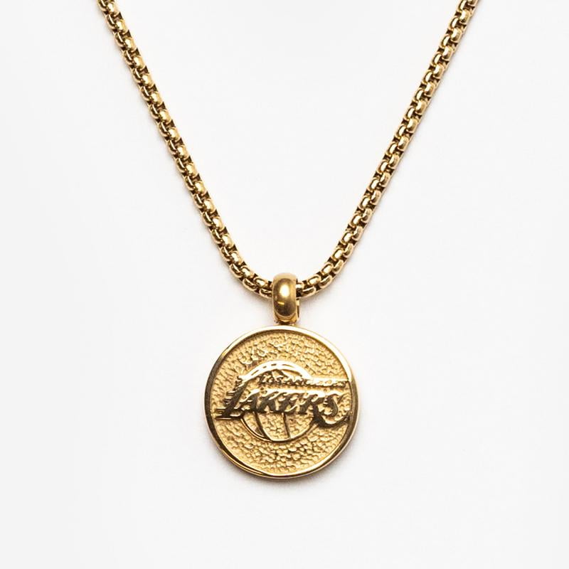 Ed Jacobs x NBA LA Lakers Logo Gold Stainless Steel 24" Chain Necklace ...