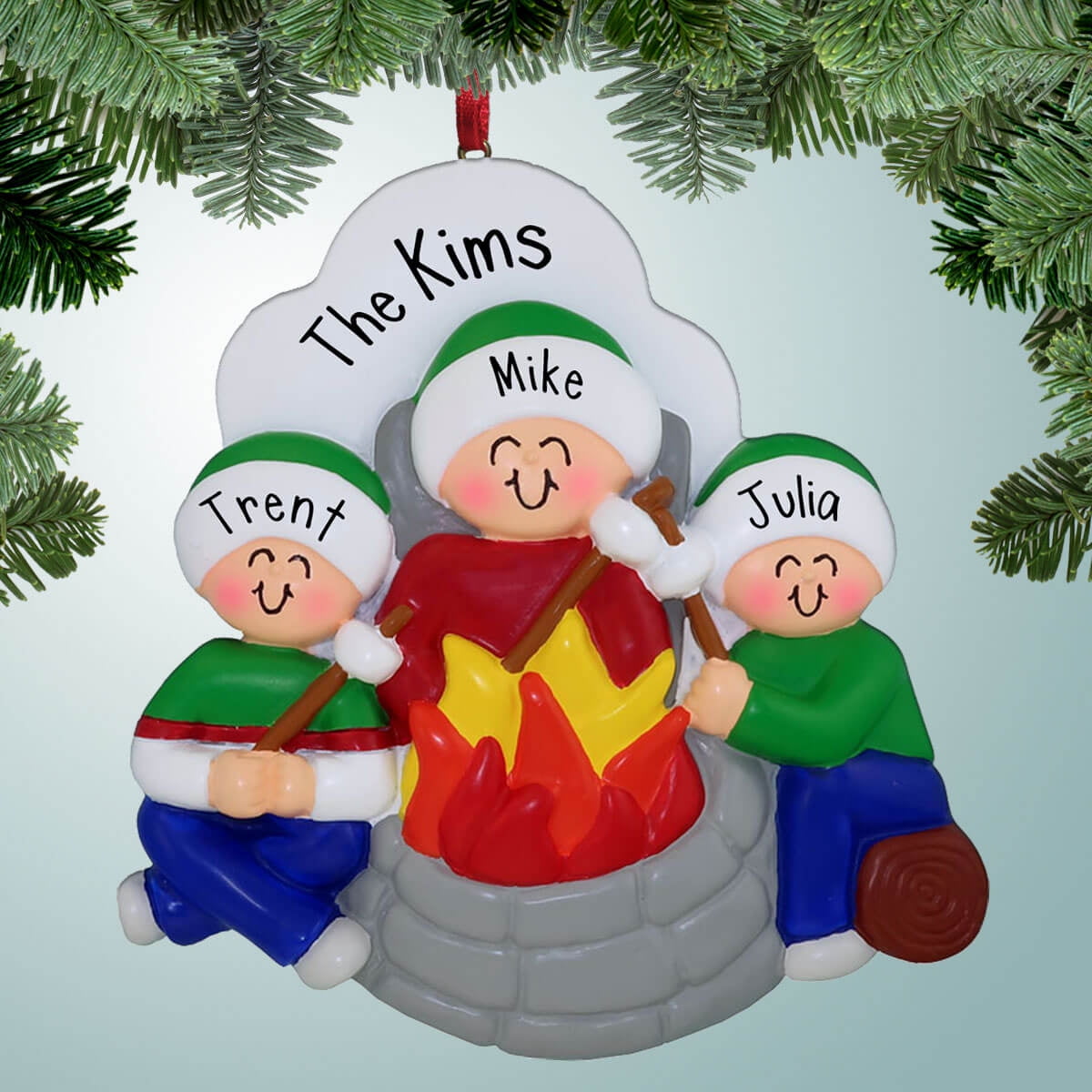 Fire Pit Family - 3 - Personalized Christmas Ornament - Family of 2,3,4 ...