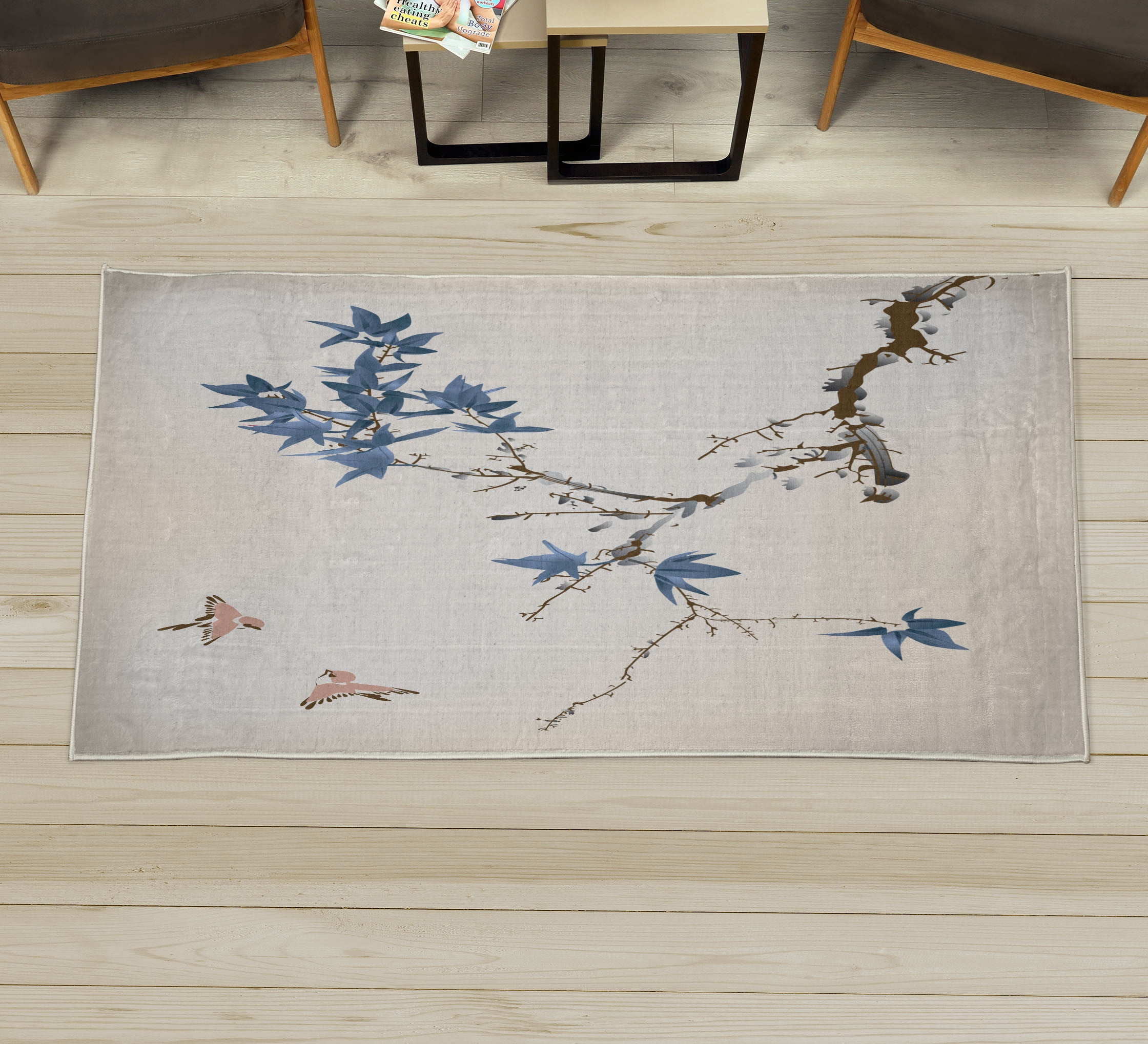 Japanese Decorative Rug, Cherry Blossom Sakura Tree Branches Romantic ...