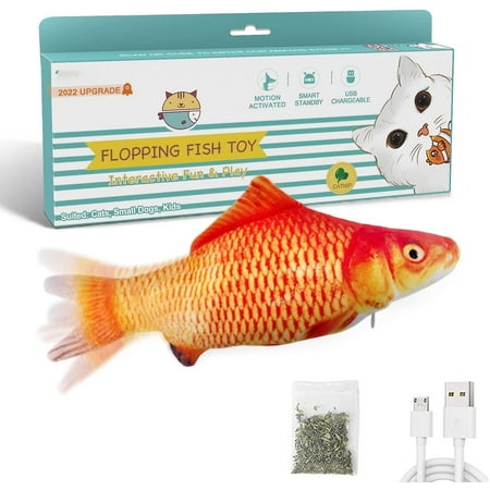 Flopping Fish 10.5", Upgraded For 2022, Moving Cat Kicker Toy, Floppy Fish Animal Toy For Small ...