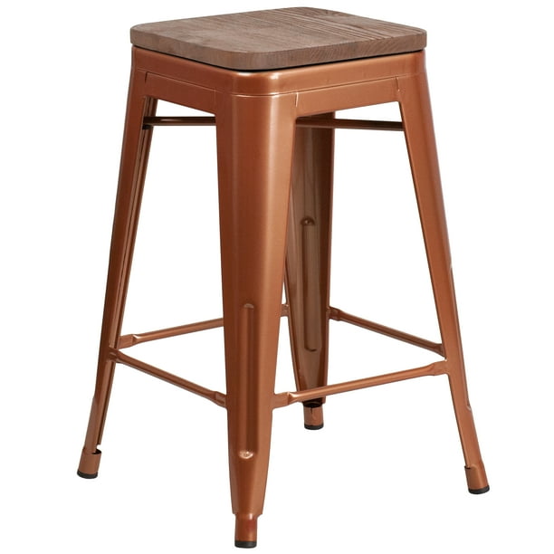 Flash Furniture 24" High Backless Copper Counter Height Stool with ...