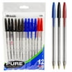 BAZIC Ballpoint Pen Pure Blue Color Stick Pens, 1.0 mm, (12/Pack), 1 ...