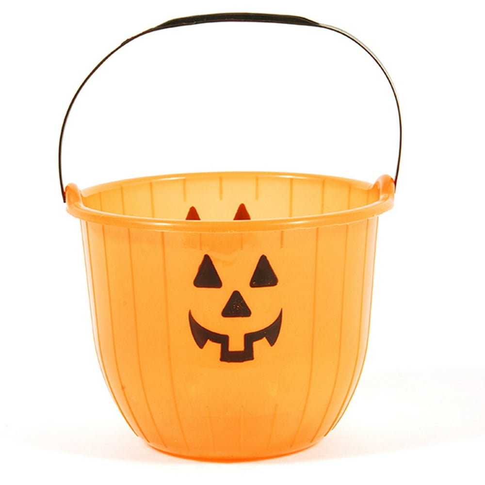 Orange Pumpkin Plastic Bucket with Handle Case Pack 36 - Walmart.com ...