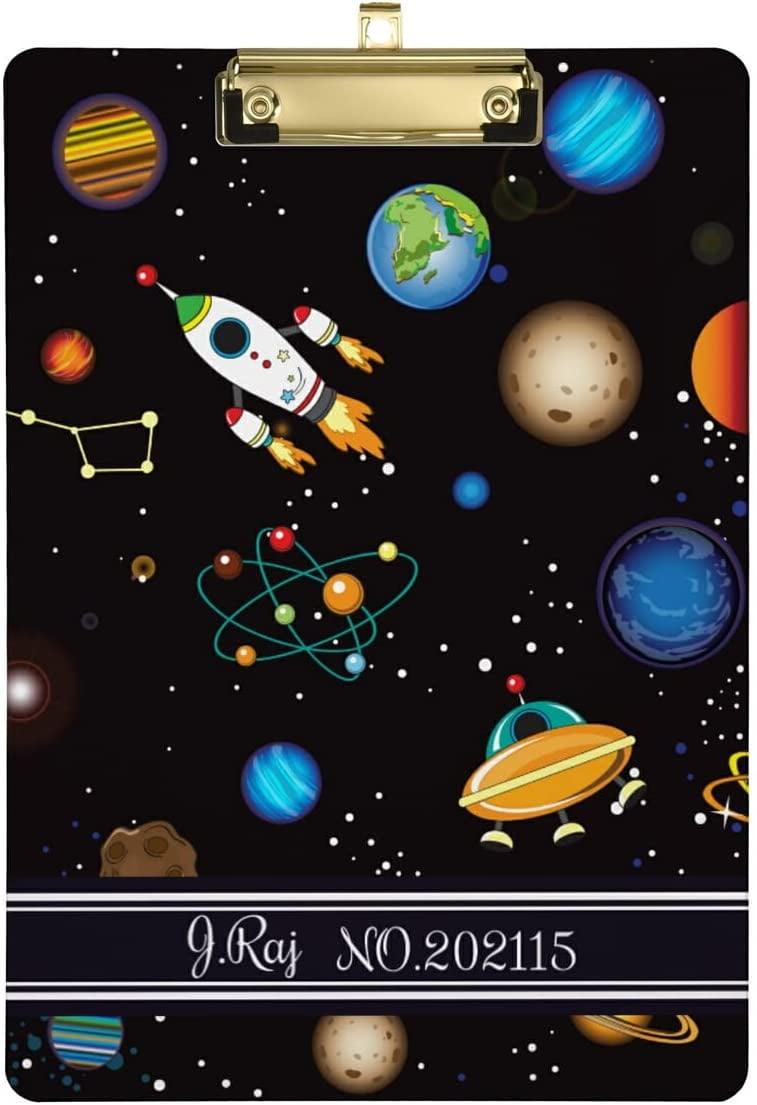 ZHANZZK Space Planet Spaceship Clipboard Hardboard Wood Nursing Clip ...