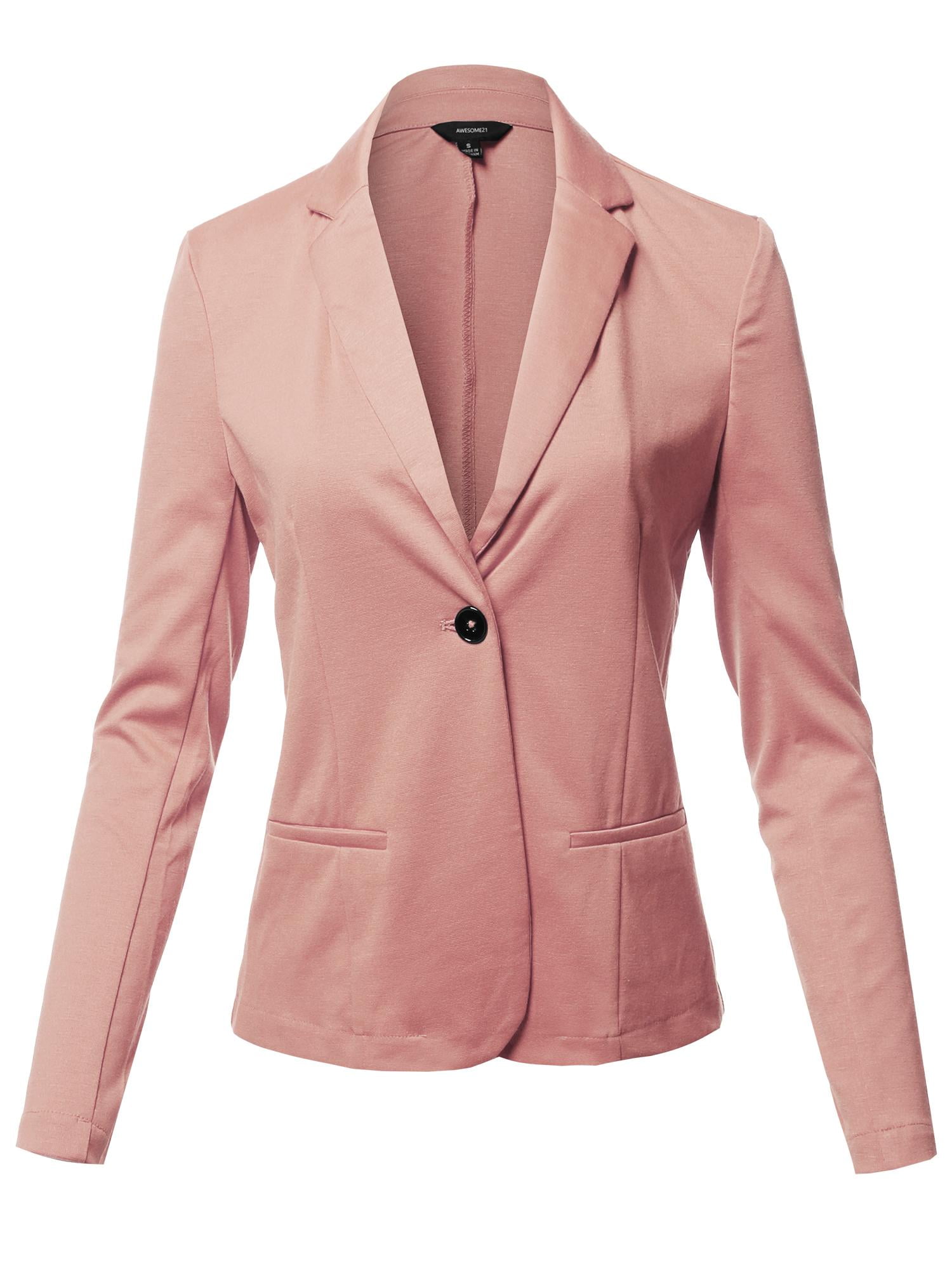 FashionOutfit Women's Solid Formal Single Button Up Long Sleeve Blazer ...