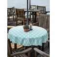 Abstract Art Round Outdoor Tablecloth with Umbrella Hole Classic Blue ...