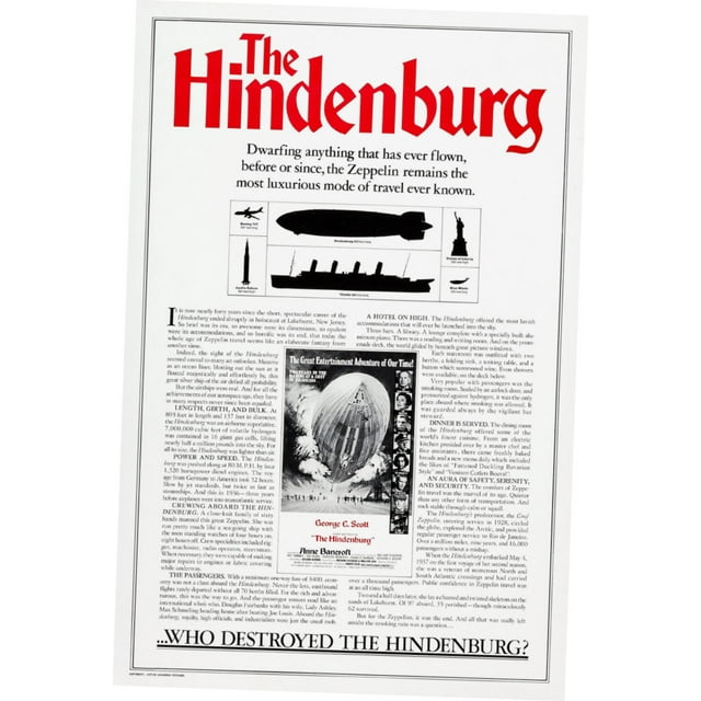 Hindenburg The Movie Poster 16in x 24in 16x24 Multi-Color Square Adults ...
