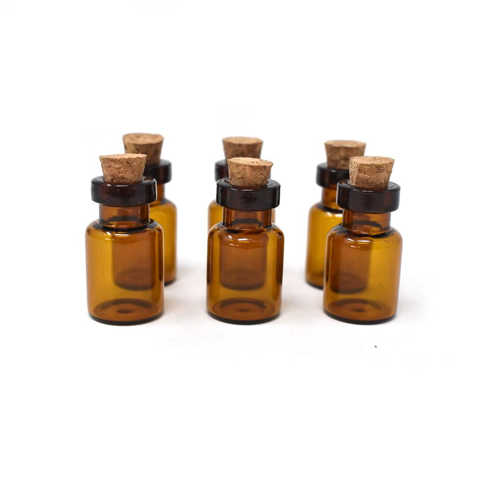 Tinted Small Glass Containers with Cork Lid, 1-1/8-Inch, 6-Count ...