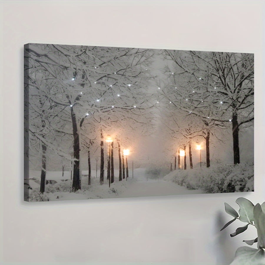 Click here for Amlldu 1pc Framed Canvas Poster - Winter Snowy Lan... prices