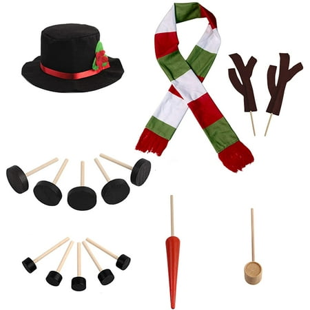 16 Pieces Snowman Decorating Kit,Christmas Snowman Making Kits Tools ...