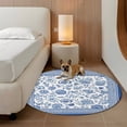 Blue Floral Round Rug 3ft Washable Circle Entryway Rugs Non Slip ...