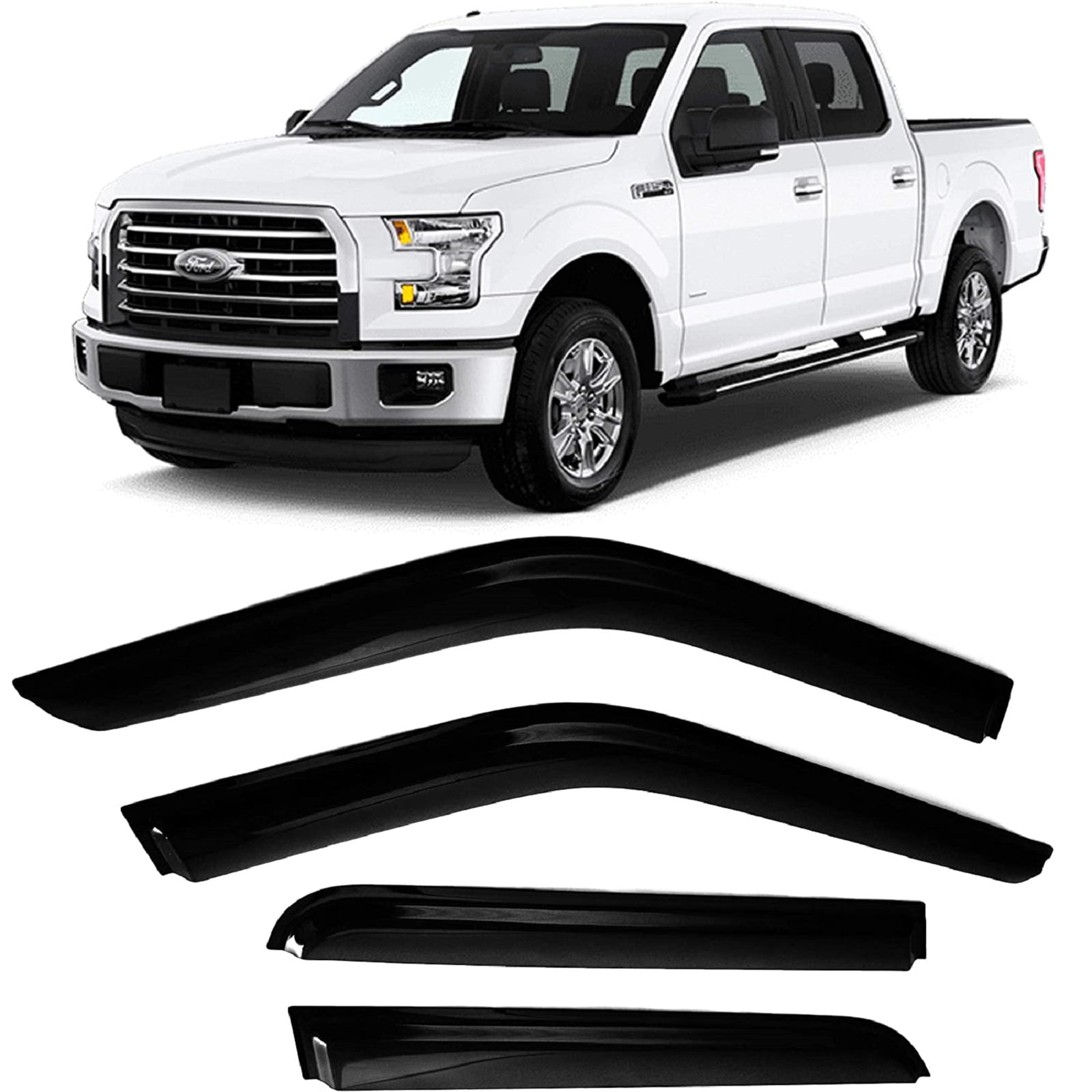 JSP Window Vent Visor For Ford F150 Super Crew 15-20 Rain Guard ...