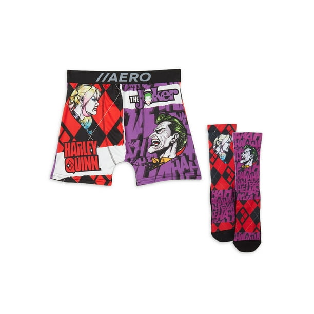 Aeropostale Men’s Harley Quinn and Joker Boxer Briefs and Socks Set, 2 ...