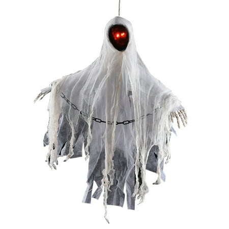 Yeacher Hanging Ghost with Red LED Eyes Chains Scary Creepy Flying ...