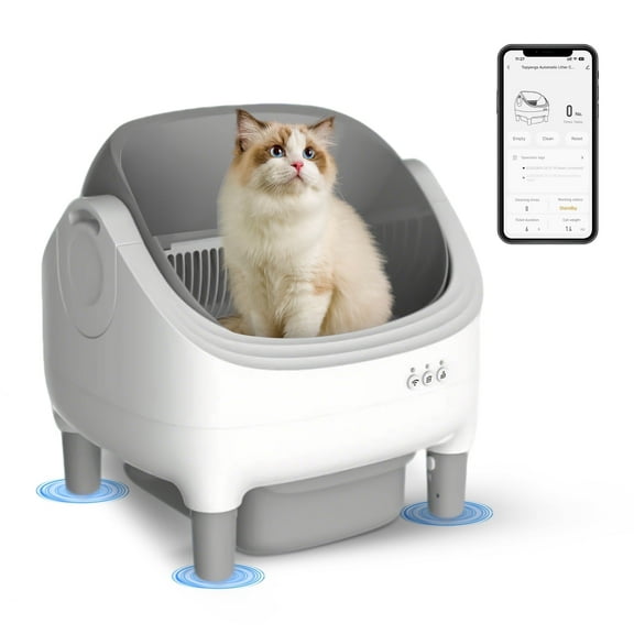 Els Pet Self Cleaning Cat Litter Box with App Control, Wide Opening ...