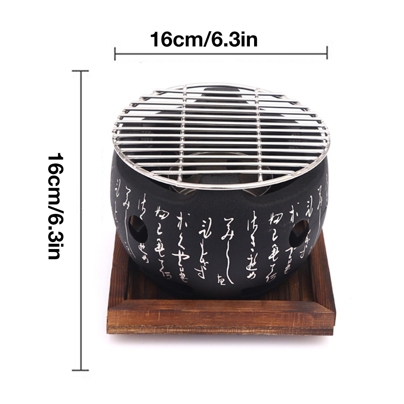 Japanese Table-top Charcoal Grill with Text Mesh Wooden Base | Walmart ...