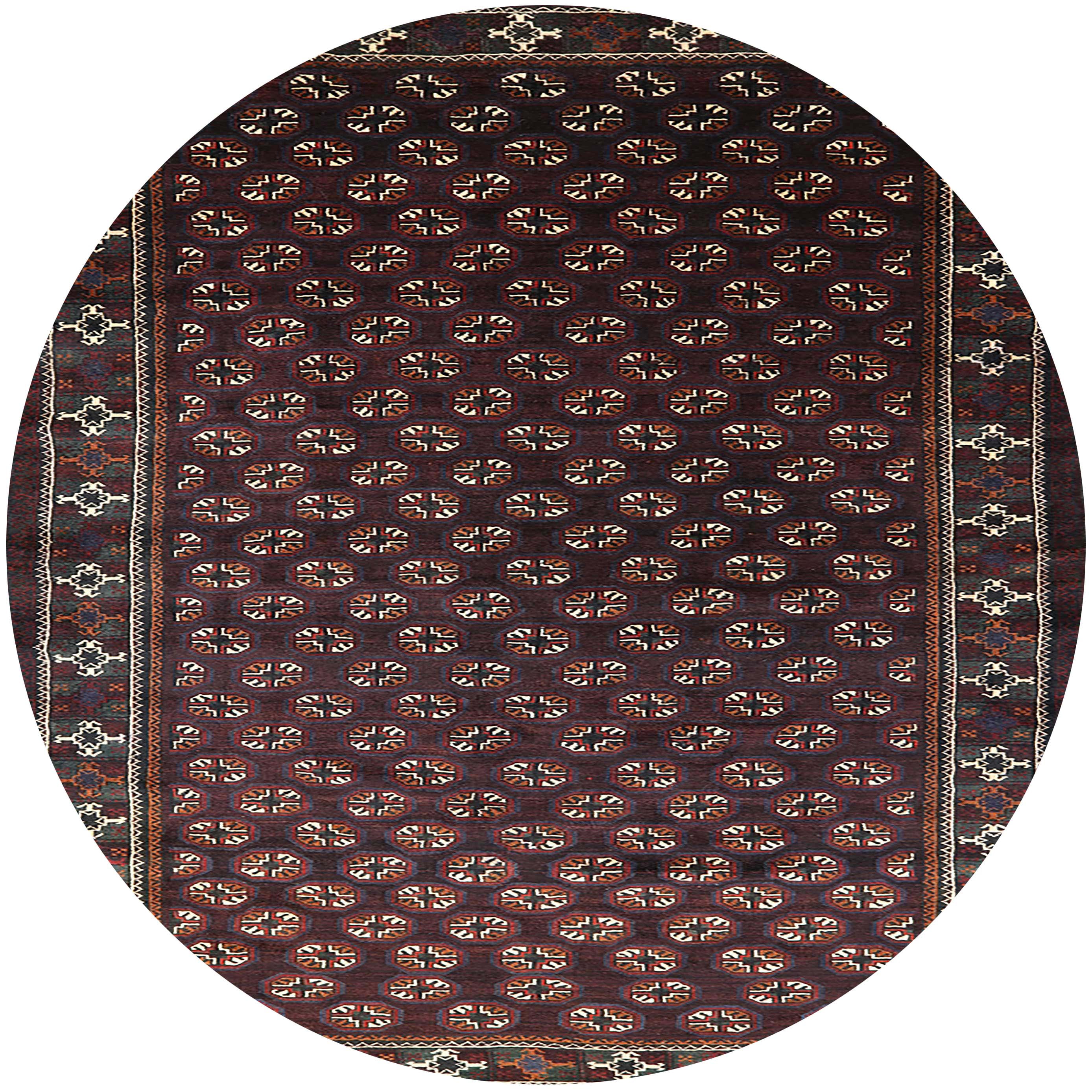 Ahgly Company Indoor Round Mid-Century Modern Dark Scarlet Red Oriental ...