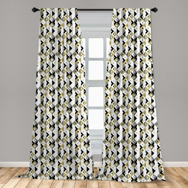 Geometric Curtains 2 Panels Set Abstract Triangles With Stripes And