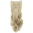 SAYFUT 17"-24" Curly Clip in Synthetic Hair Extensions, Style T8-C, Full Head 8 Pieces 18 Clips ...