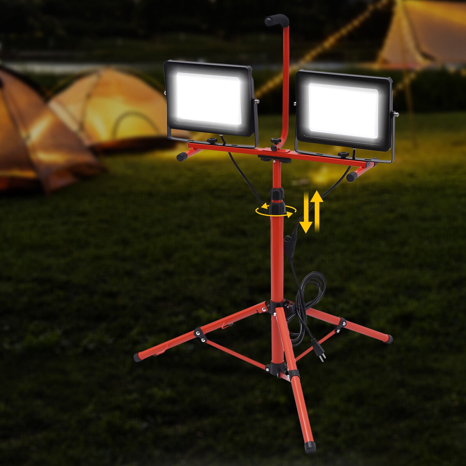 200W 20,000lm LED Dual-Head Work Light Adjustable Tripod Stand IP65 ...