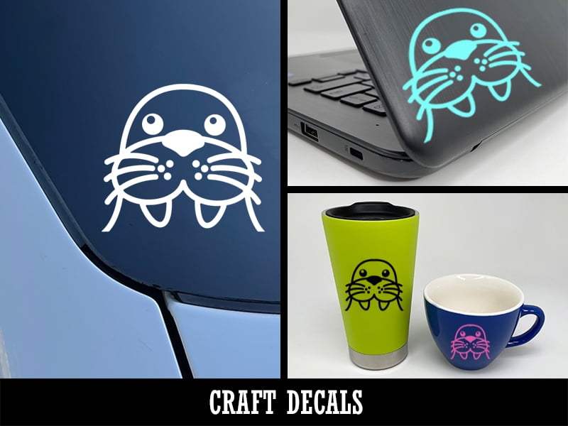 Peeking Walrus Craft Vinyl Indoor Outdoor Decal Sticker - Light Blue ...