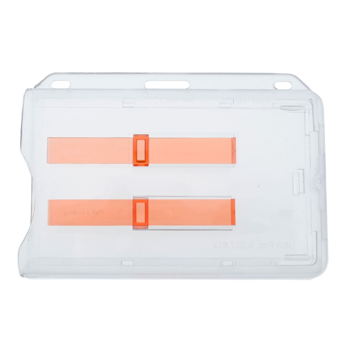 5 Pack - Rigid Horizontal Two Card ID Badge Holder with Double Red ...