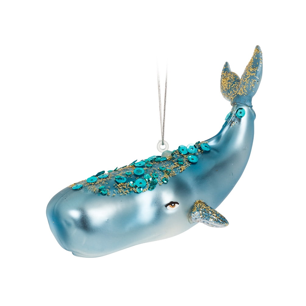 Set of 12 Whale with Glitter Ornament - Walmart.com