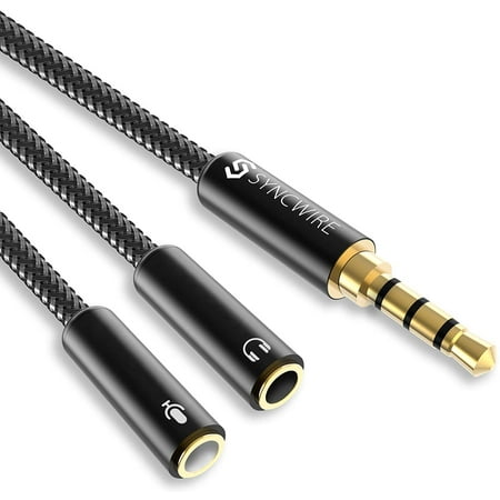 Syncwire Headphone Mic Splitter, 3.5mm Nylon-Braided s Splitter Adapter ...