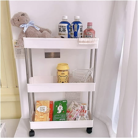 3-Tier Storage Trolley Car, Slide Out Rolling Utility Cart, Mobile ...