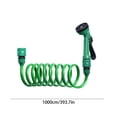 32.8 FT Garden Coiled Lightweight Hose Water Pipe With 5 Patterns Spray ...