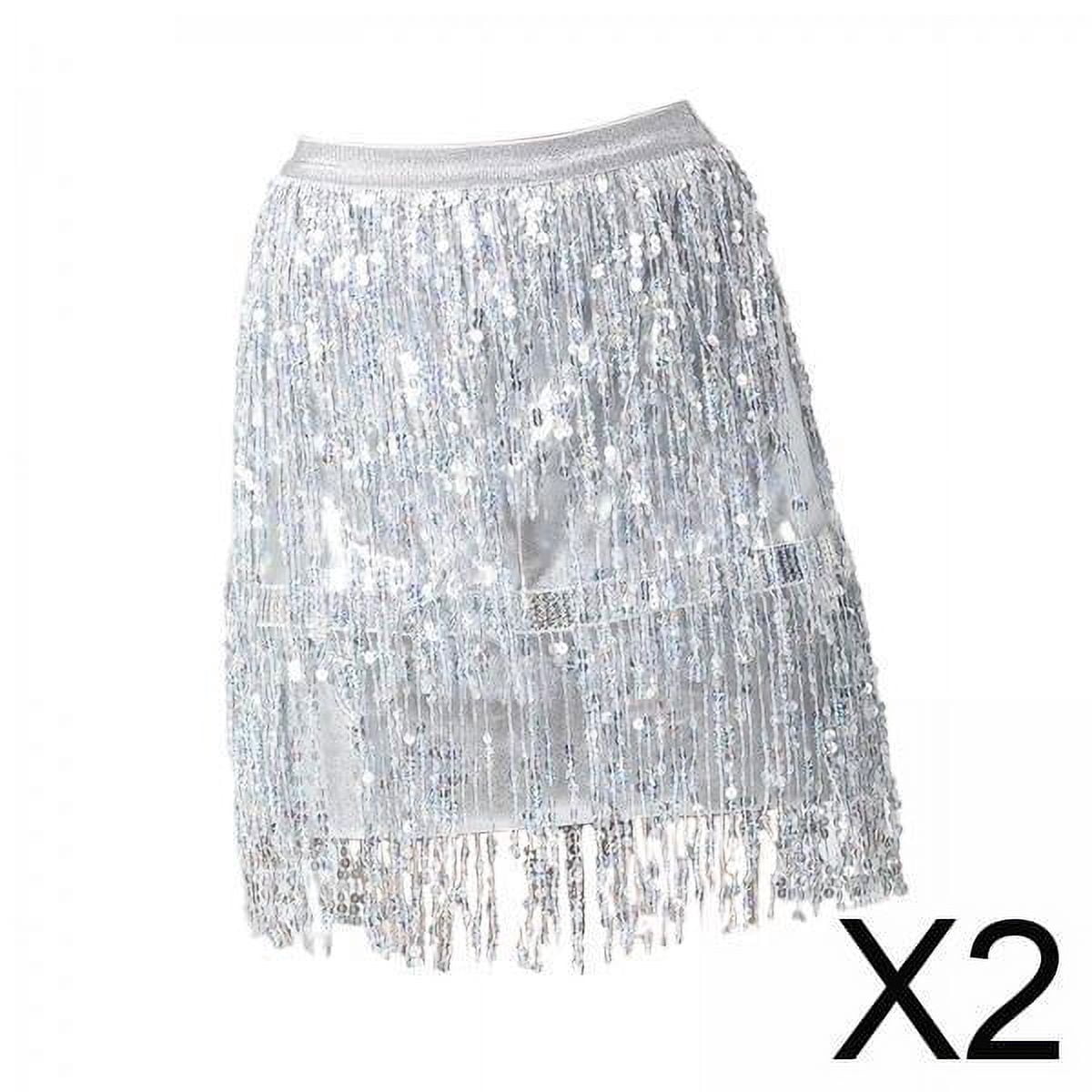 Falda de borla,Falda borla lentejuelas para mujer boho,Falda de flecos ...