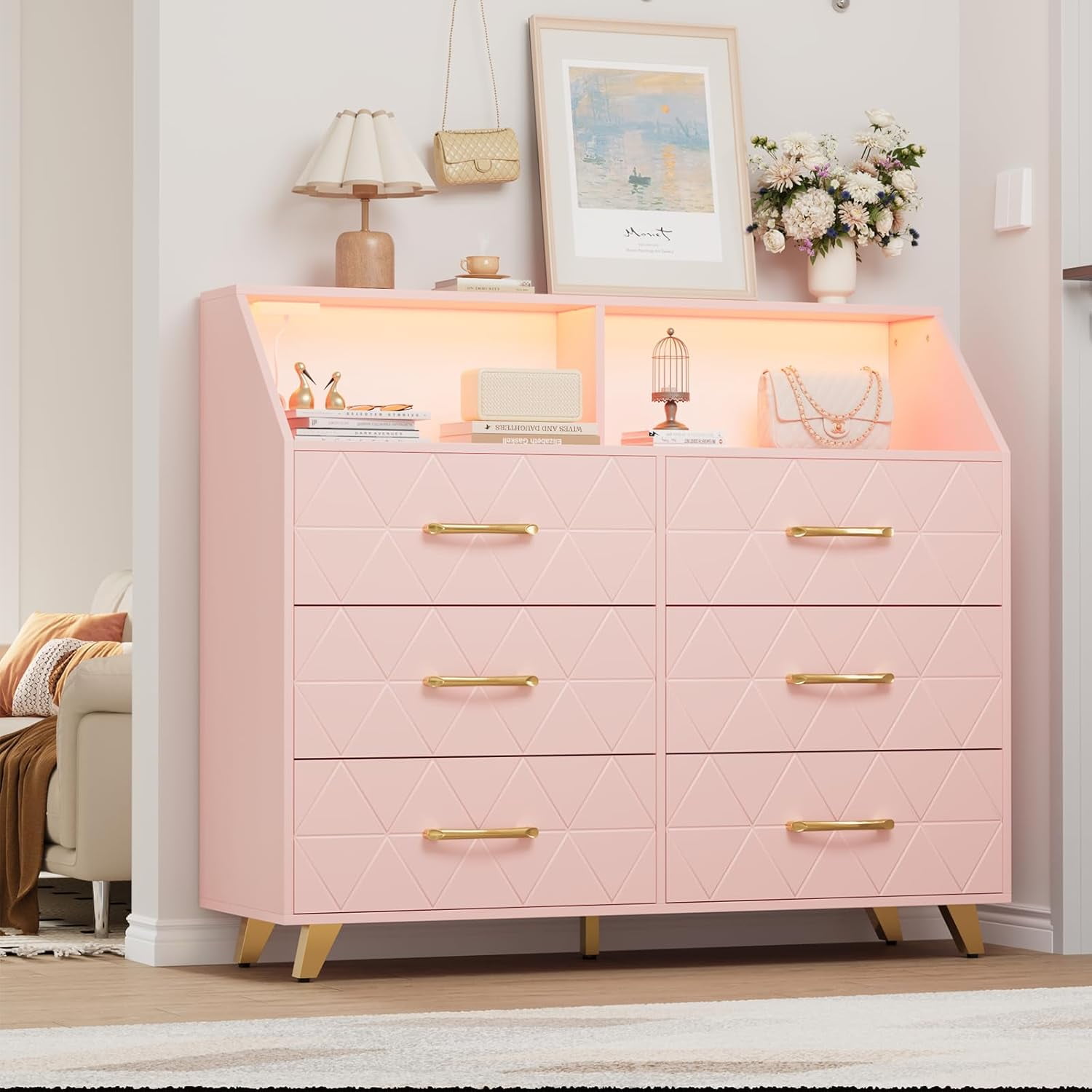 Click here for Pioneerworks 6 Drawer Dresser With Led Lights & Ch... prices