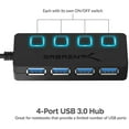Sabrent, 4-Port USB 3.0 Hub, HB-UMP3, Powered with Individual Switches ...