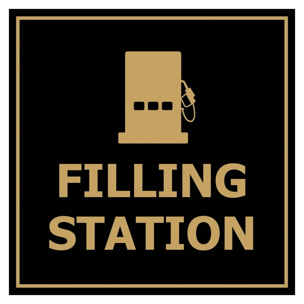 Signs ByLITA Square Filling Station Sign (Black /Gold) - Small ...