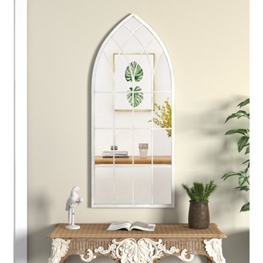 Black Arched Pane Wall Mirror - Large Farmhouse Cathedral Window Mirror ...